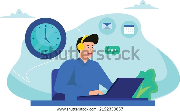Customer Support Vector Illustration Cartoon Flat Stock Vector (Royalty ...