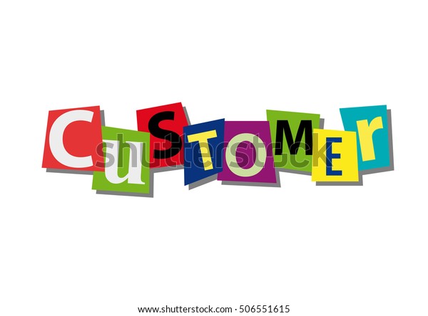 Customer Word Text Cut Paper Flat: vector de stock (libre de regalías ...