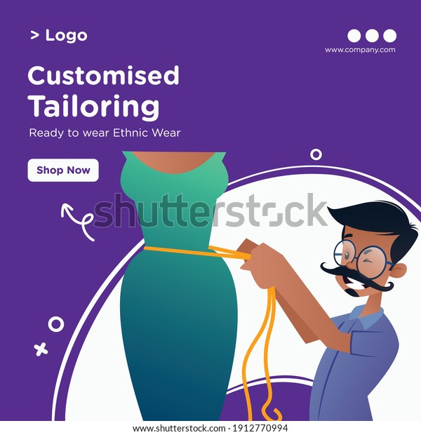 Customised Tailoring Banner Design Tailor Measuring Stock Vector ...