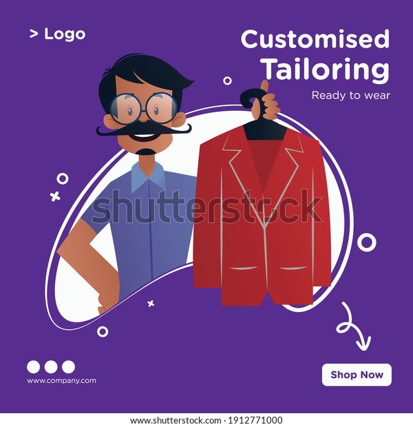 Customised Tailoring Banner Design Tailor Holding Stock Vector (Royalty ...