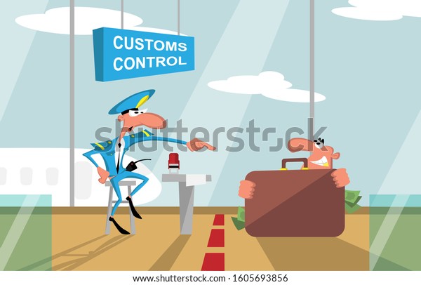 Customs control at the airport and the smuggler