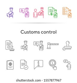 Customs Control Icons Set Line Icons Stock Vector (Royalty Free ...