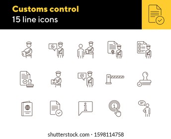 Customs Control Icons Set Line Icons Stock Vector (Royalty Free ...