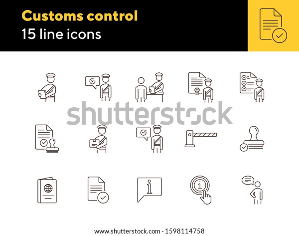 Customs Control Icons Set Line Icons Stock Vector (Royalty Free ...