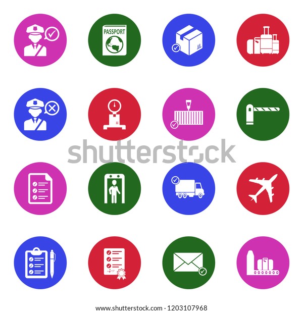 Customs Icons White Flat Design Circle Stock Vector (Royalty Free ...