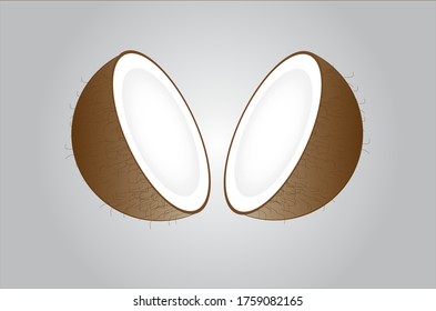Cut Broken Coconut Clip Art Illustration Stock Vector (Royalty Free ...