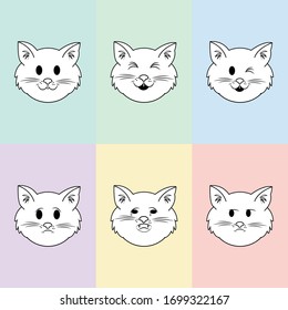 Cut Cat Emoticon Icon Set Stock Vector (Royalty Free) 1699322167 ...