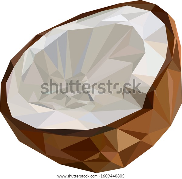 Cut Coconut Low Poly Style Stock Vector (Royalty Free) 1609440805 ...
