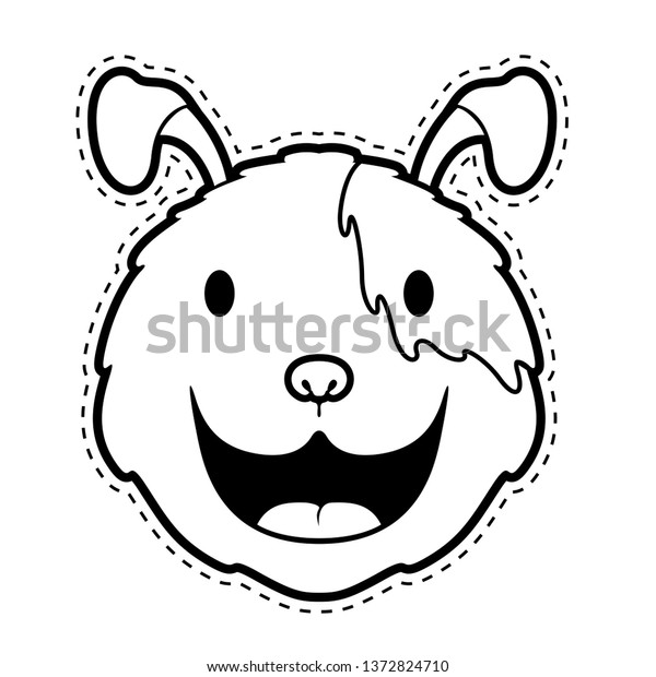Cut Dog Face Dotted Sticker Vector: vector de stock (libre de regalías ...