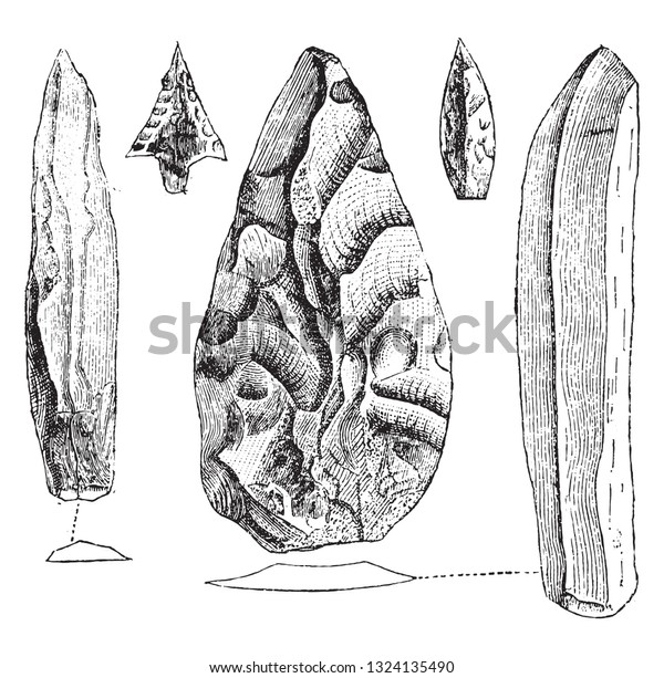 Cut Flint Instruments Vintage Engraved Illustration Stock Vector ...