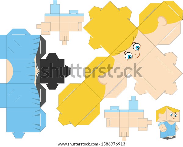 Cut Glue Character Paper Craft Cutout Stock Vector (Royalty Free ...