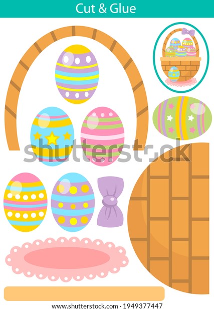 Cut Glue Easter Basket Colorful Eggs Stock Vector (Royalty Free ...