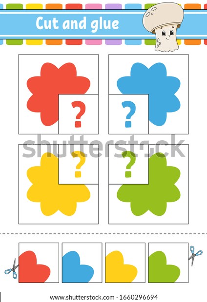 Cut Glue Four Flash Cards Color Stock Vector (Royalty Free) 1660296694 ...