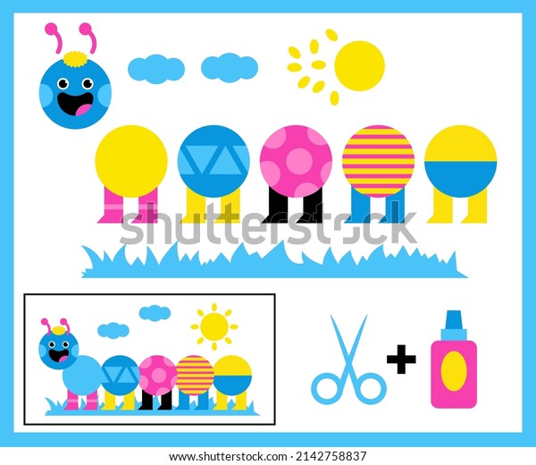 Cut Glue Kids Vector Cartoon Illustration: เวกเตอร์สต็อก (ปลอดค่า ...