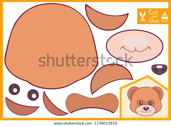 Cut Glue Paper Cute Face Bear Stock Vector (Royalty Free) 1198013818 ...
