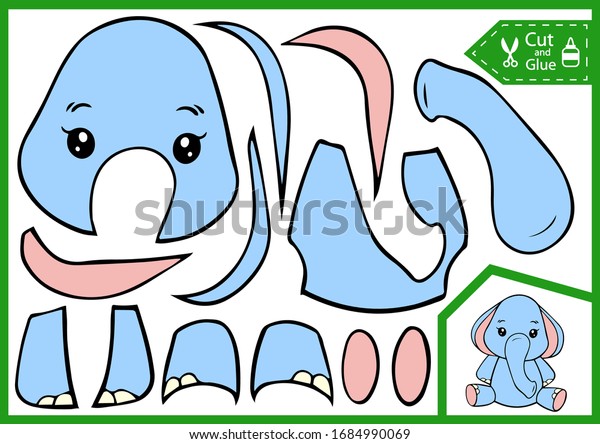 Cut Glue Paper Elephant 2d Gaming Stock Vector (Royalty Free) 1684990069
