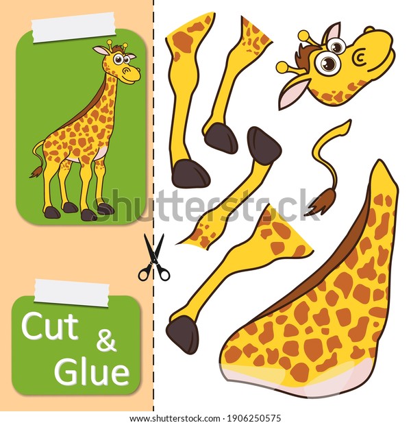 Cut Glue Paper Giraffe Create Application Stock Vector (Royalty Free ...