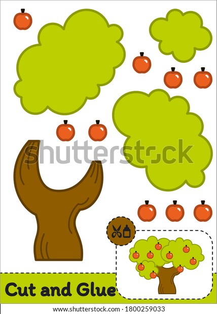 Cut Glue Worksheet Apple Tree: เวกเตอร์สต็อก (ปลอดค่าลิขสิทธิ์ ...