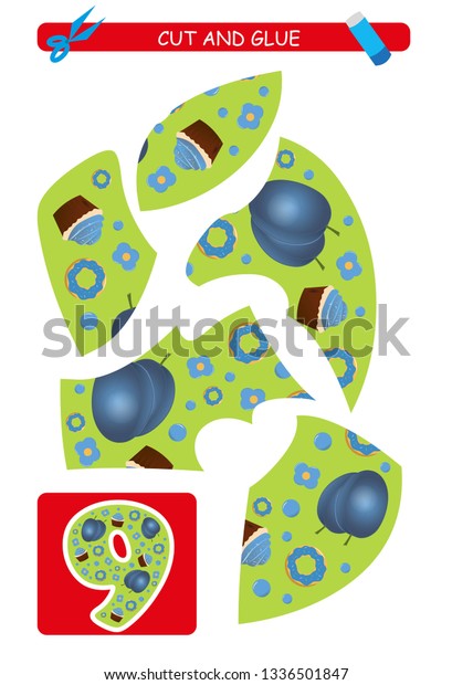 Cut Glue Worksheet Number 9 Educational Stock Vector (Royalty Free ...