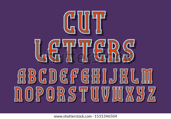 Cut Letters Alphabet Volumetric Edging Shadow Stock Vector (Royalty ...
