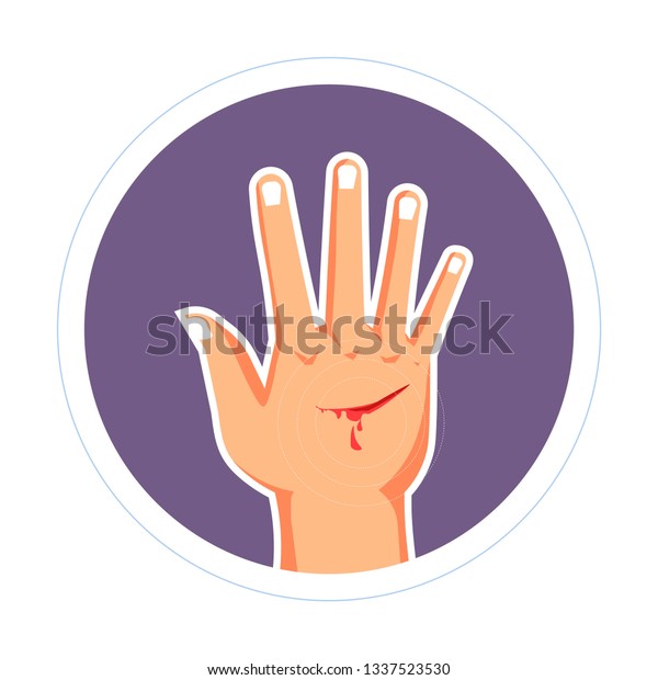 Cut on hand injury bleeding scratch skin damage isolated icon medicine ...