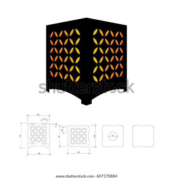 Stock vektor „Cut Out Template Lamp Candle Holder“ (bez autorských ...