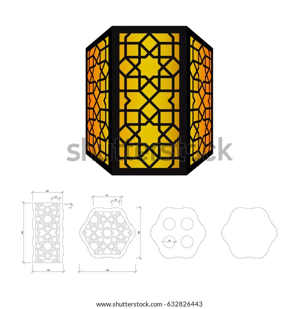 Cut Out Template Lamp Candle Holder: vector de stock (libre de regalías ...