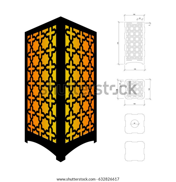 Cut Out Template Lamp Candle Holder: vector de stock (libre de regalías ...