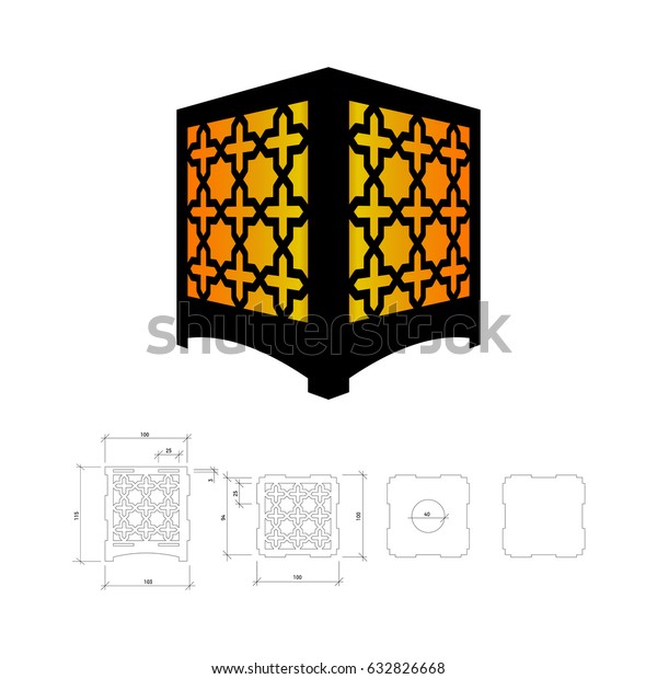 Cut Out Template Lamp Candle Holder Stock Vector (Royalty Free ...