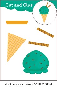 Cut Paste Worksheet Ice Cream: vector de stock (libre de regalías ...