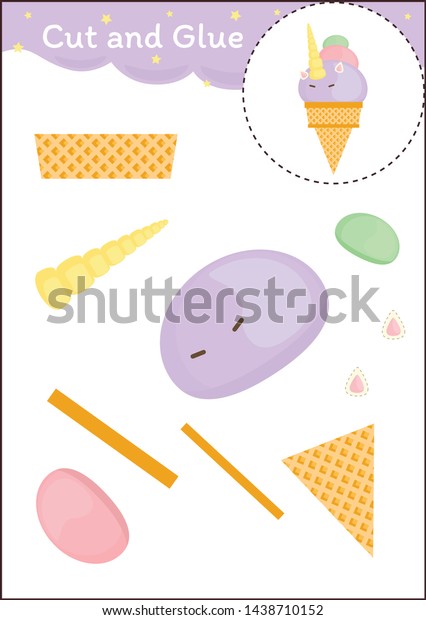 Cut Paste Worksheet Ice Cream Stock Vector (Royalty Free) 1438710152