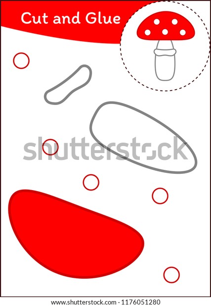 Cut Paste Worksheet Mushroom: เวกเตอร์สต็อก (ปลอดค่าลิขสิทธิ์ ...