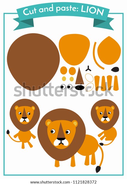 Cut Pastethree Lions One Set Elements Stock Vector (Royalty Free ...