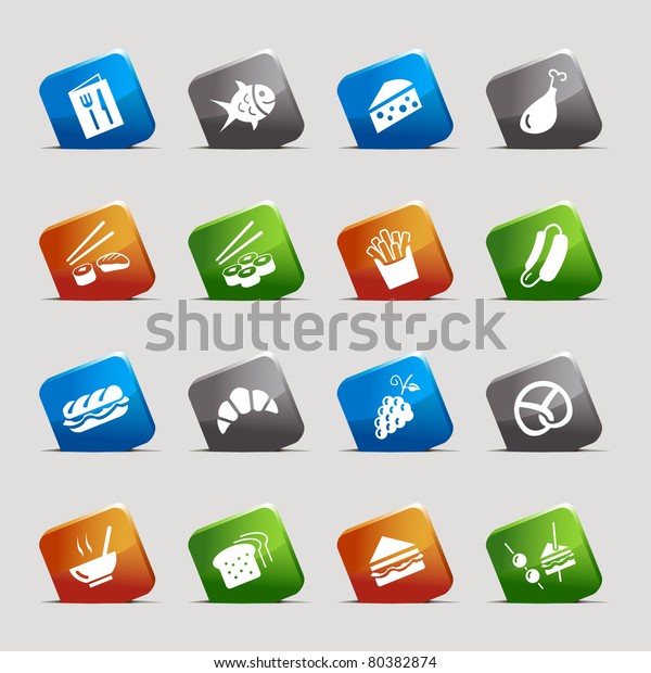 Cut Squares Food Icons Stock Vector (Royalty Free) 80382874 | Shutterstock