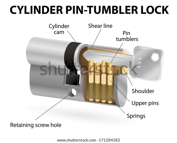 Cutaway Pintumbler Lock Correct Key Inserted: vector de stock (libre de ...