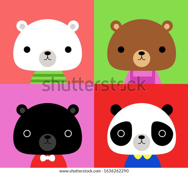 Cute 4 Bears Charactors Stock Vector (Royalty Free) 1636262290 ...