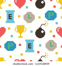 Cute 8 Bit Game Seamless Pattern Stock Vector (Royalty Free) 1119158939 ...