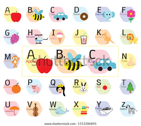 Cute Abc Alphabet Simple Flat Cartoon Stock Vector (Royalty Free ...
