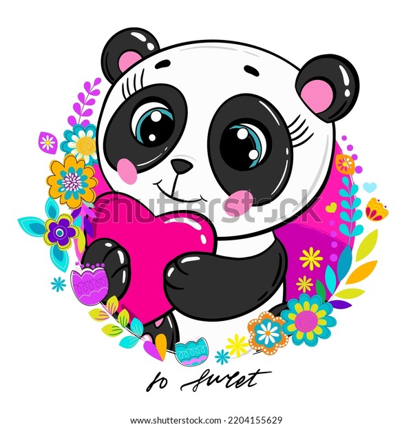 Cute Abstract Illustration Cartoon Cute Panda Stock Vector (Royalty ...