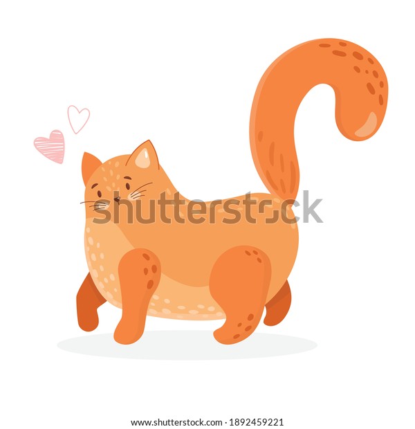 Cute Adorable Fat Cat Walking Cartoon Stock Vector (Royalty Free ...