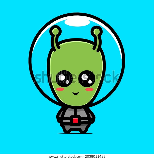 Cute Alien Characters Kawaii Designs Stock Vector (Royalty Free ...