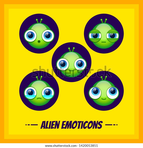 Cute Alien Emoticons Vector Cartoon Illustration: Stock-Vektorgrafik ...