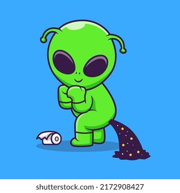 Cute Alien Pooping Space Cartoon Vector Stock Vector (Royalty Free ...