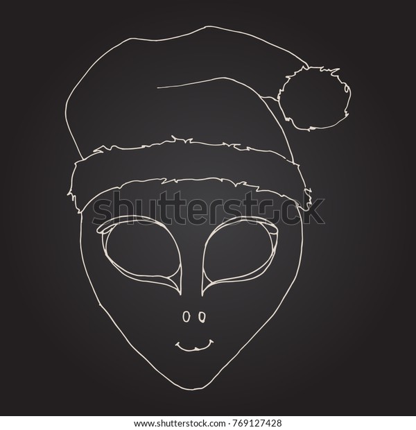 Cute Alien Wearing Santa Claus Hat Stock Vector (Royalty Free ...