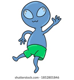 Cute Aliens Blue Vector Illustration Cartoon Stock Vector (Royalty Free ...