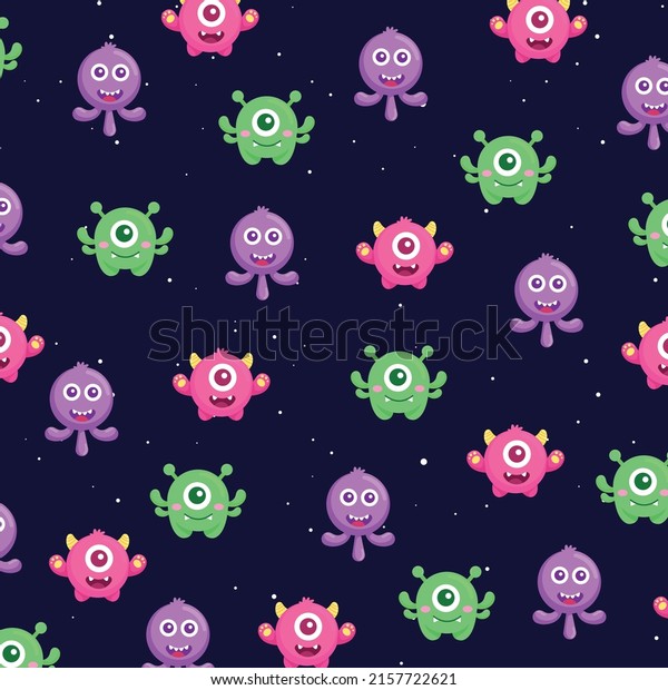 Cute Aliens Monsters Background Texture Print Stock Vector (Royalty ...