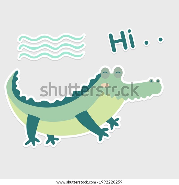 Cute Alligator Sticker Vector Perfect Set Stock Vector (Royalty Free ...