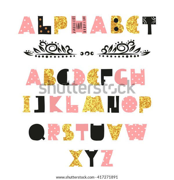 Cute Alphabet Design Hand Drawn Font Stock Vector (Royalty Free ...