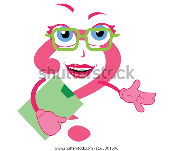 Cute Amazing Question Mark Lady Character: vector de stock (libre de ...