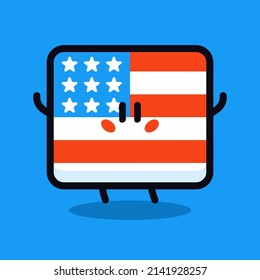 Cute American Flag Cartoon Vector Icon Stock Vector (Royalty Free ...
